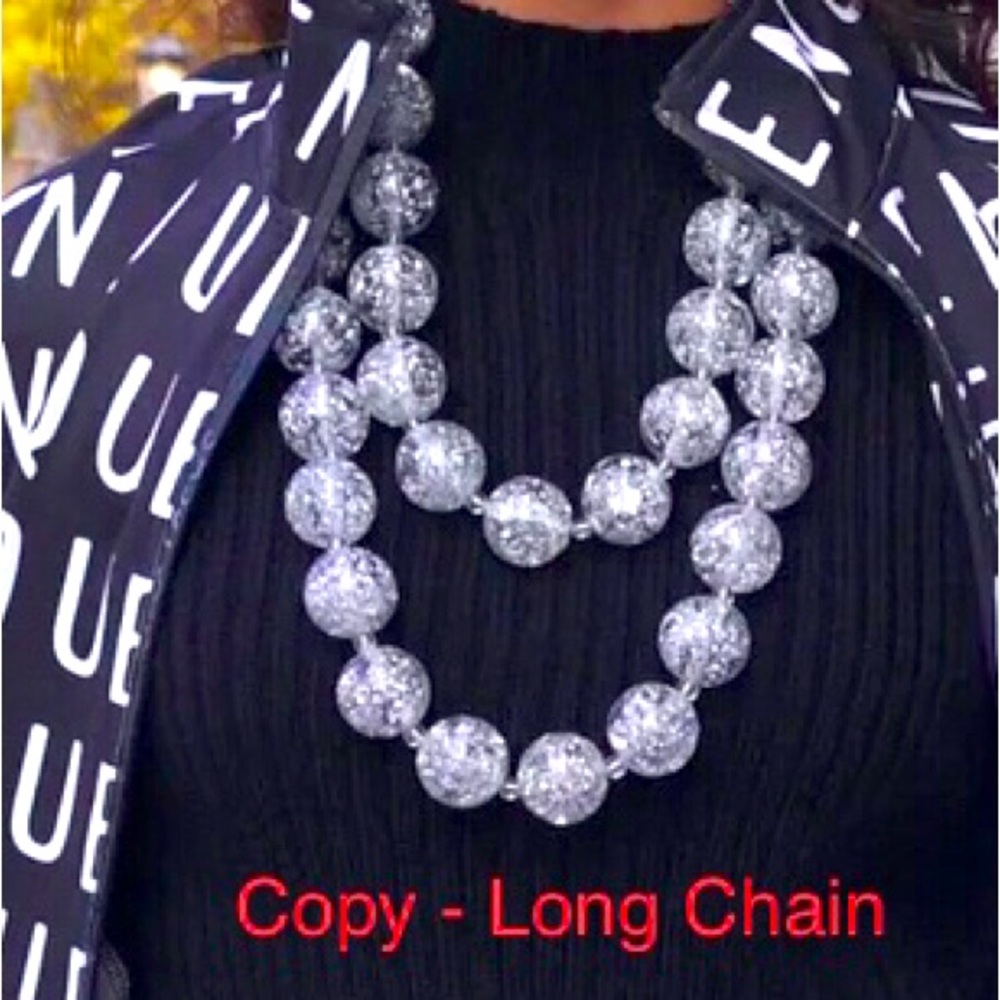 Sassy Jones Dina Long Silver Ice Chain - Gem
